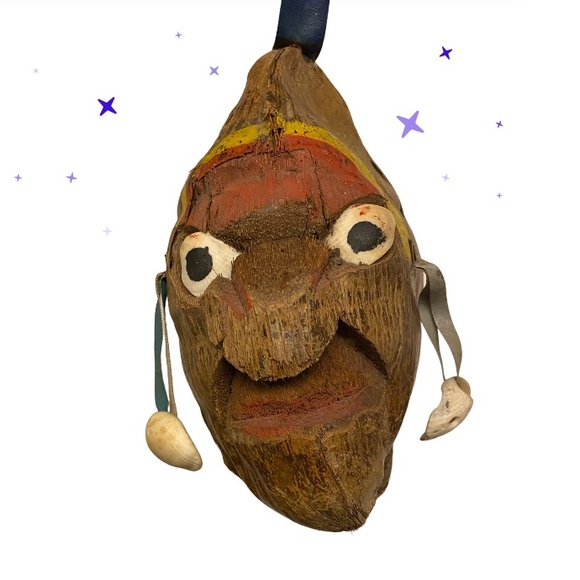Unique Vintage | Wall Decor | Vintage Whole Carved Coconut Head Tiki ...